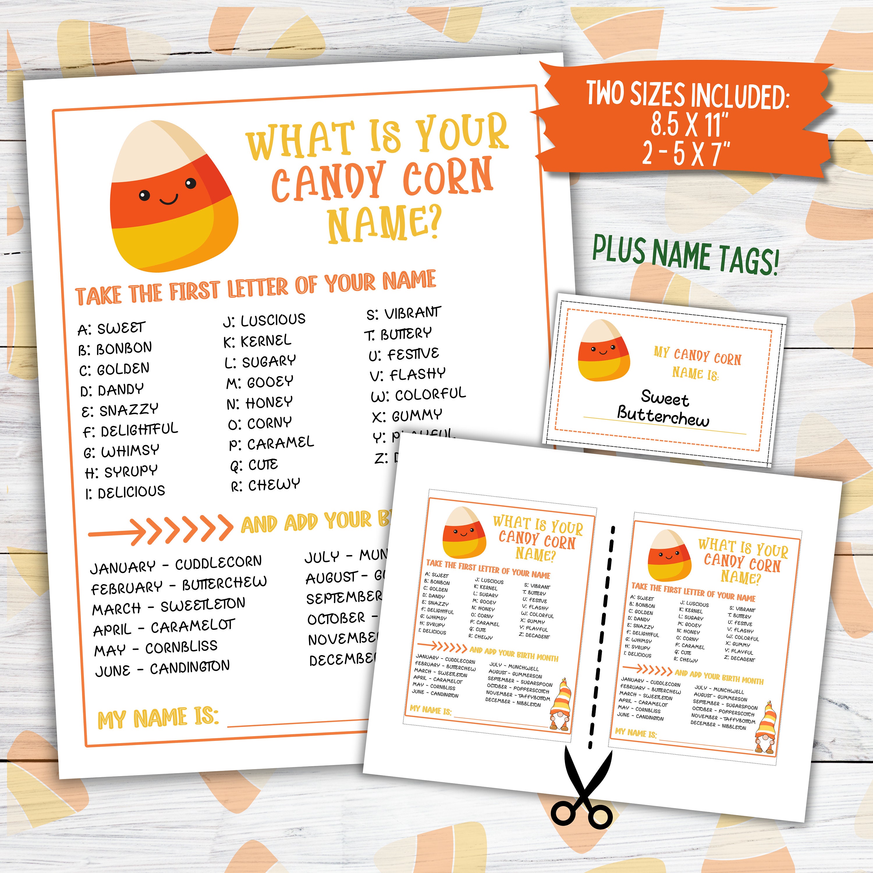 Candy Corn Name Game, Thanksgiving Fall Printable Games, Autumn Holiday ...
