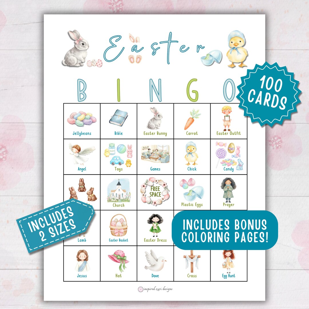 Easter Bingo Game, Printable Easter Party Games Ideas, Adult Easter ...