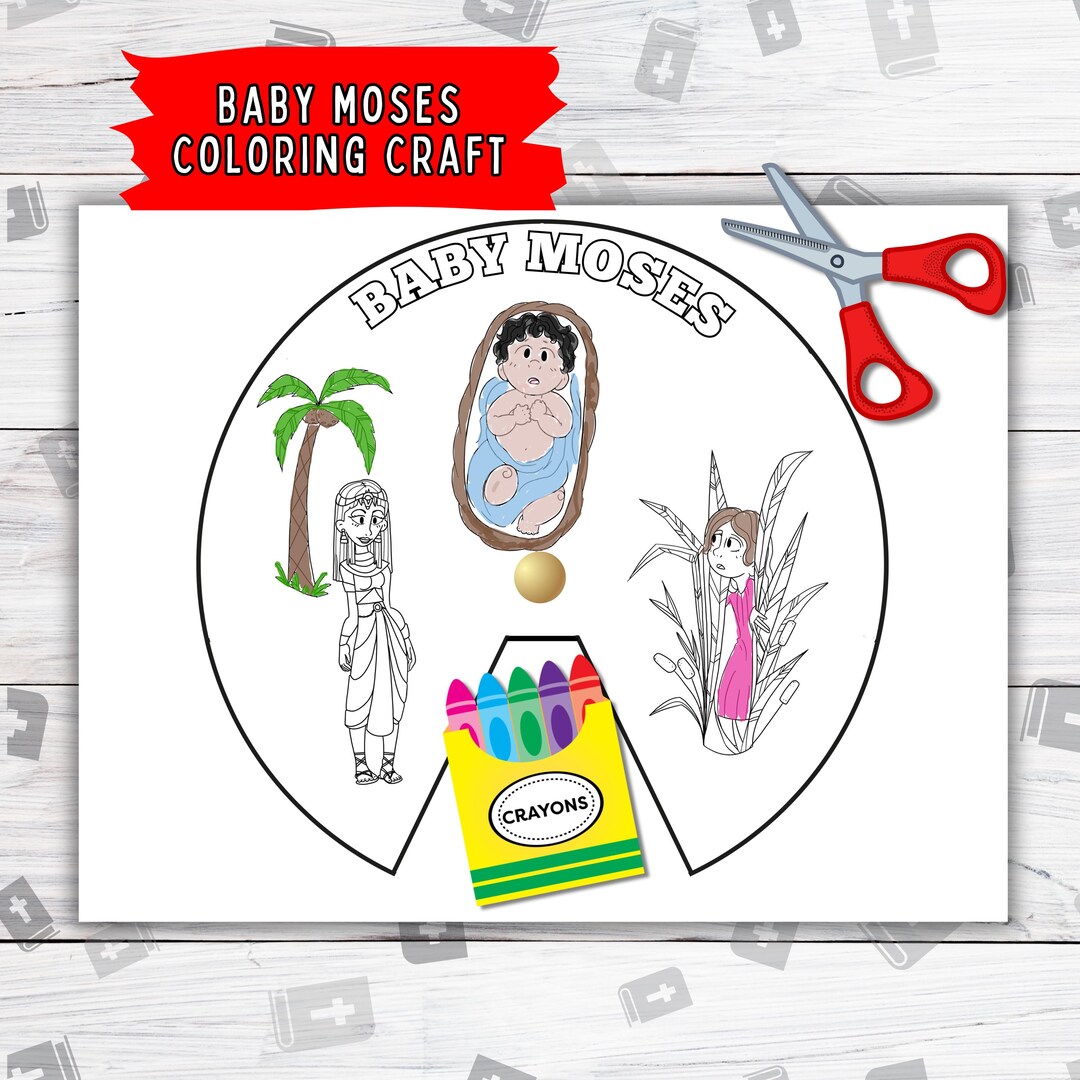 Baby Moses Coloring Spinner Wheel, Printable Bible Study Coloring Pages ...