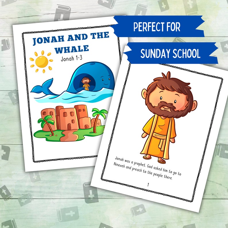 Jonah and the Whale Kids Bible Story Lesson, Kids Bible Heroes Coloring ...