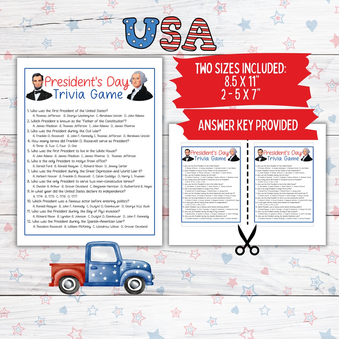 President's Day Trivia Game, US Presidents Trivia Questions, Homeschool ...