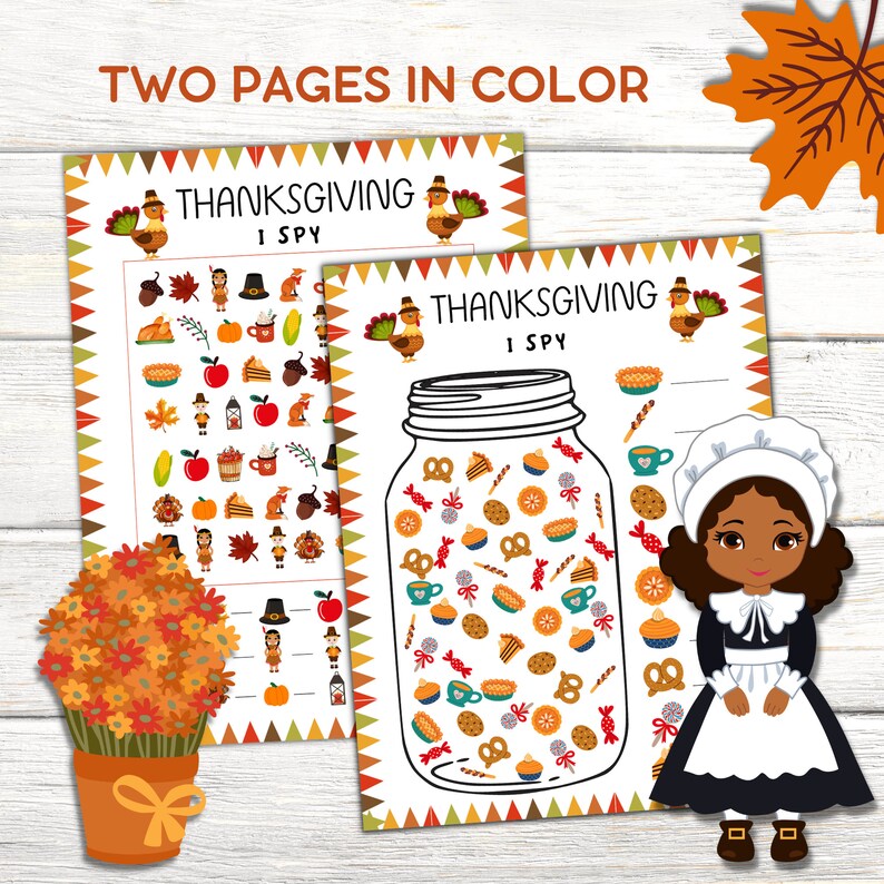 Thanksgiving I Spy, Thanksgiving Activity Sheets for Kids, Thanksgiving ...