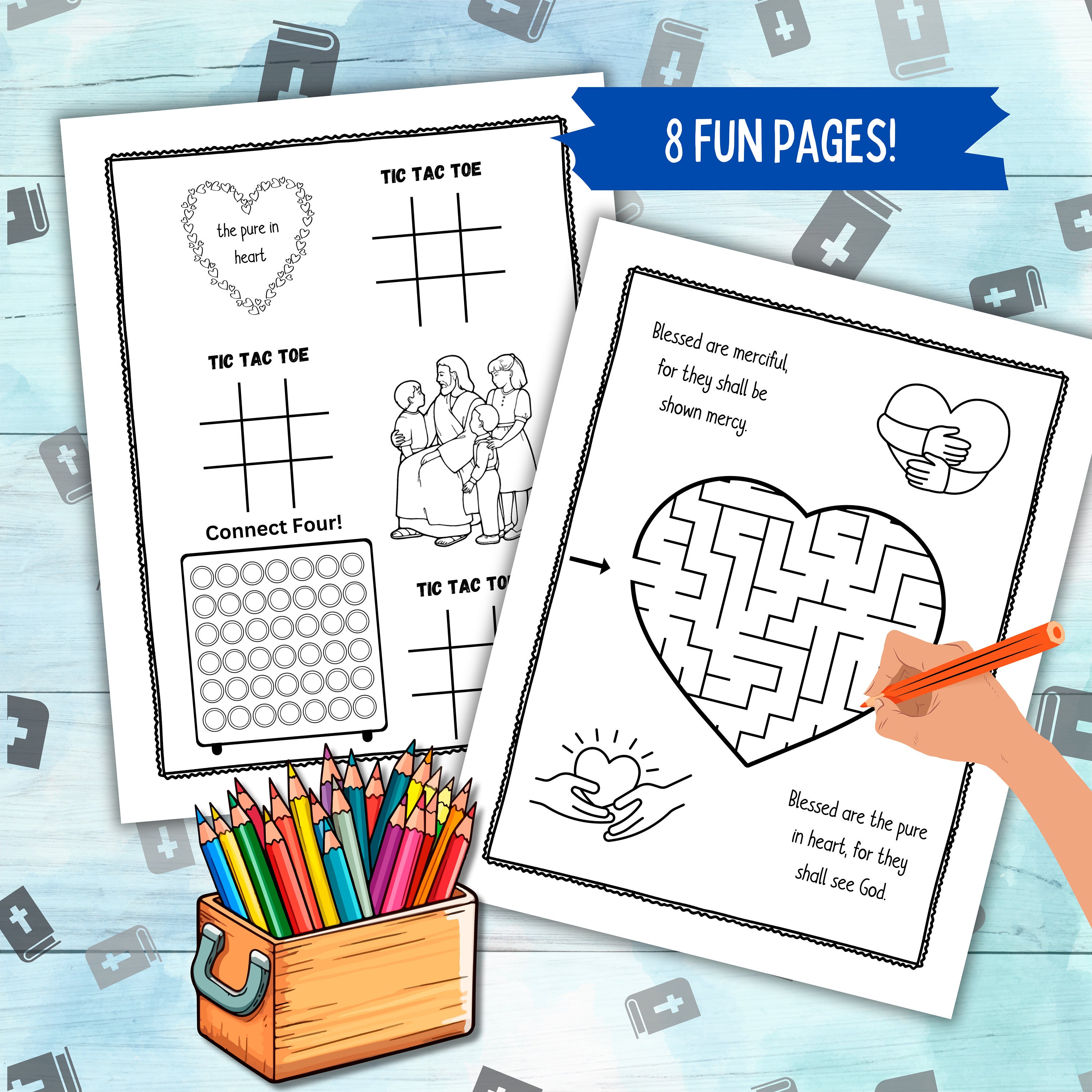 The Beatitudes for Kids Coloring Activity Page Bundle, Printable ...