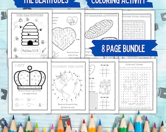 The Beatitudes for Kids Coloring Activity Placemats, Printable Children ...