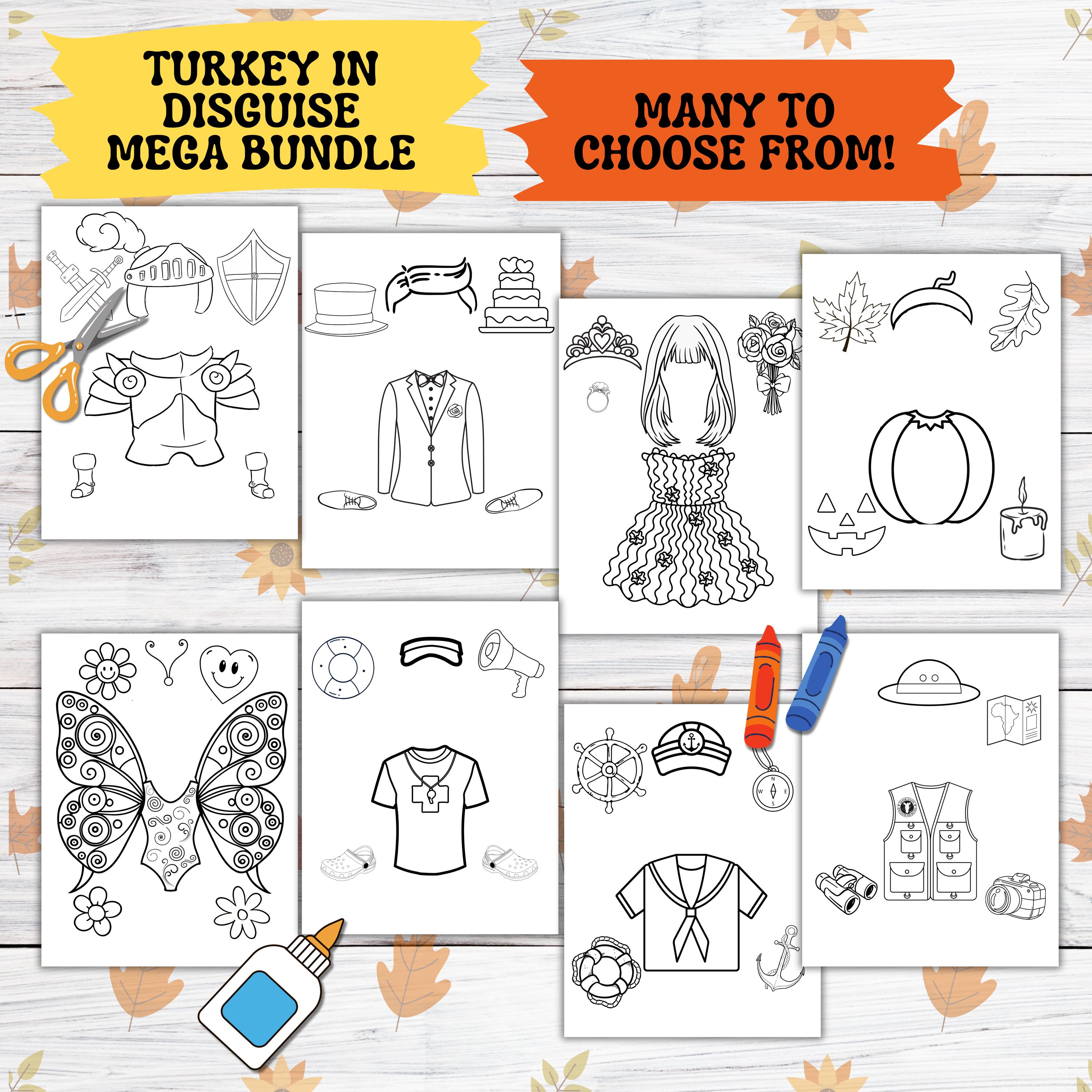Disguise a Turkey Color Your Own Printable Craft for Boys and Girls ...