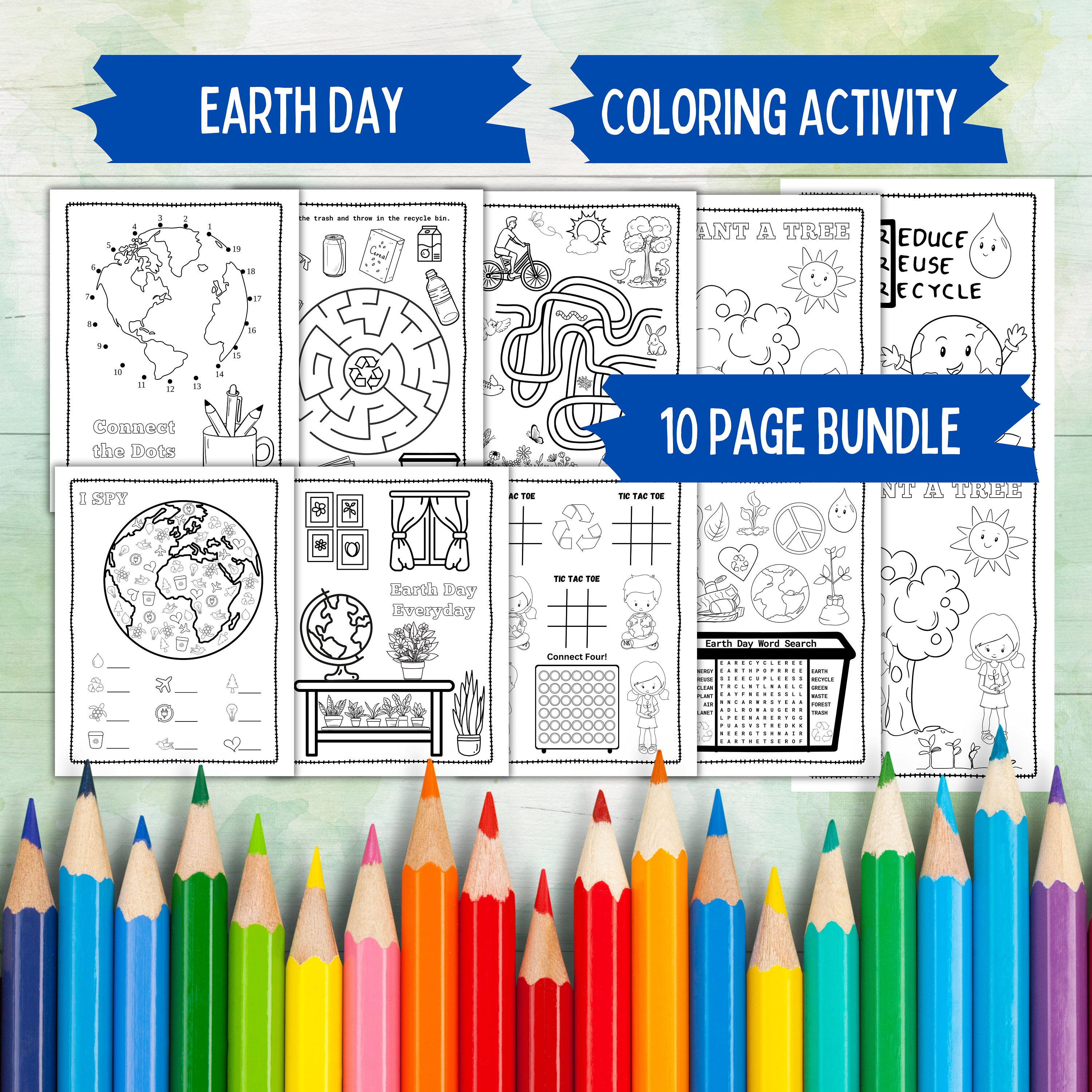 Earth Day Coloring Activity Pages, Environmental Earth Day Worksheets ...