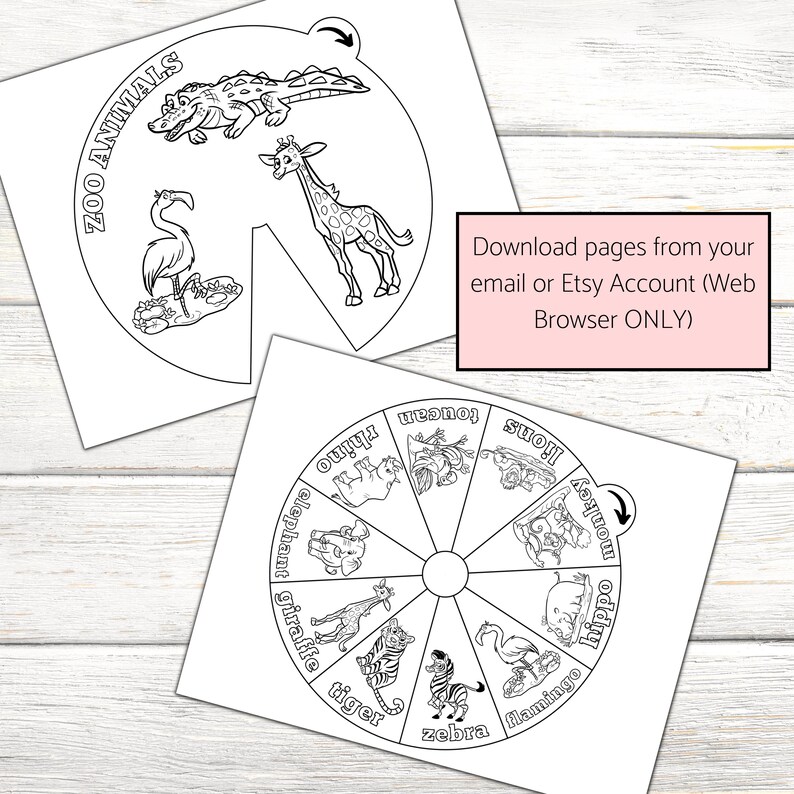 Zoo Animals Coloring Wheel, Realistic Animal Coloring Pages ...