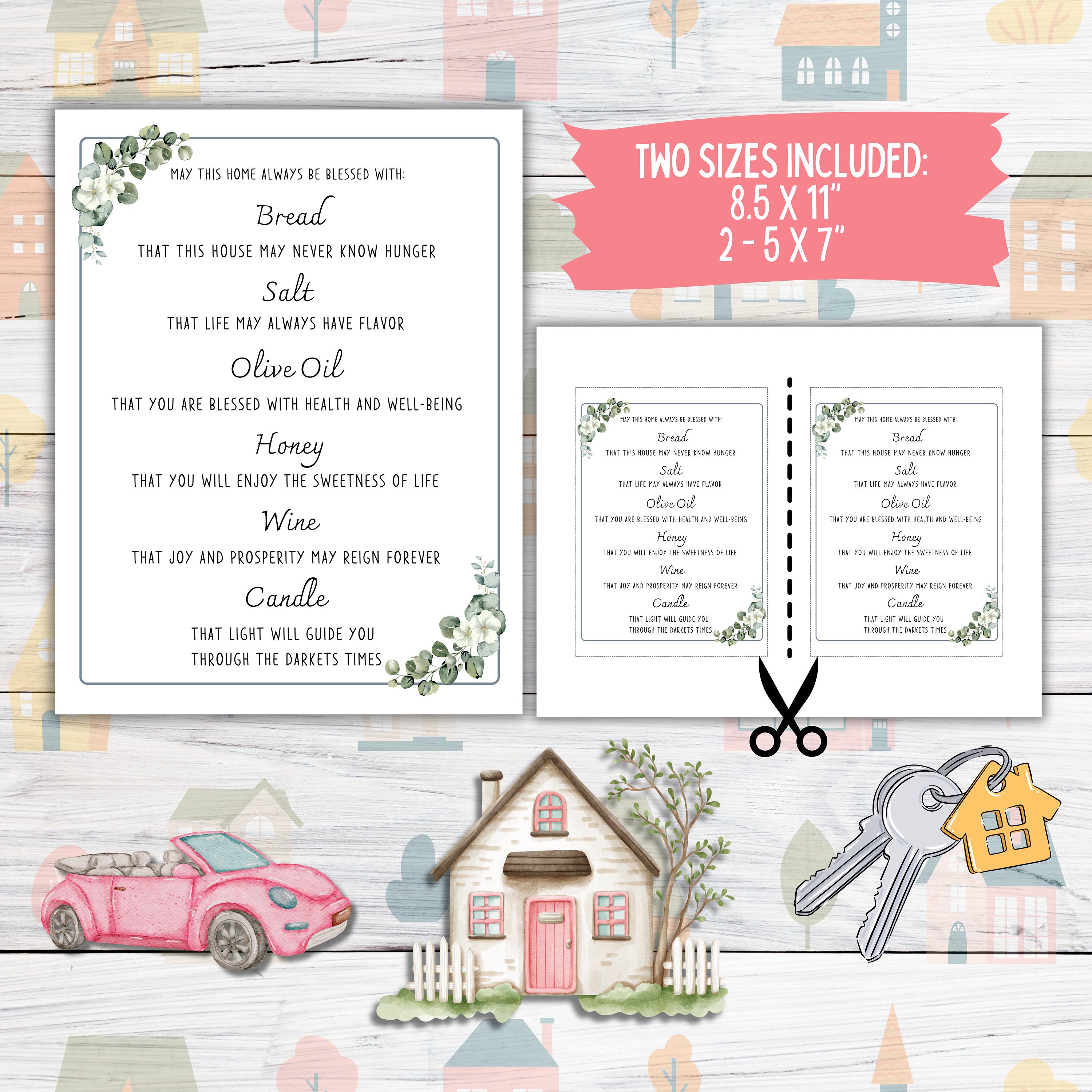 House Blessing Poem, New Homeowner Housewarming Gift Basket Card ...