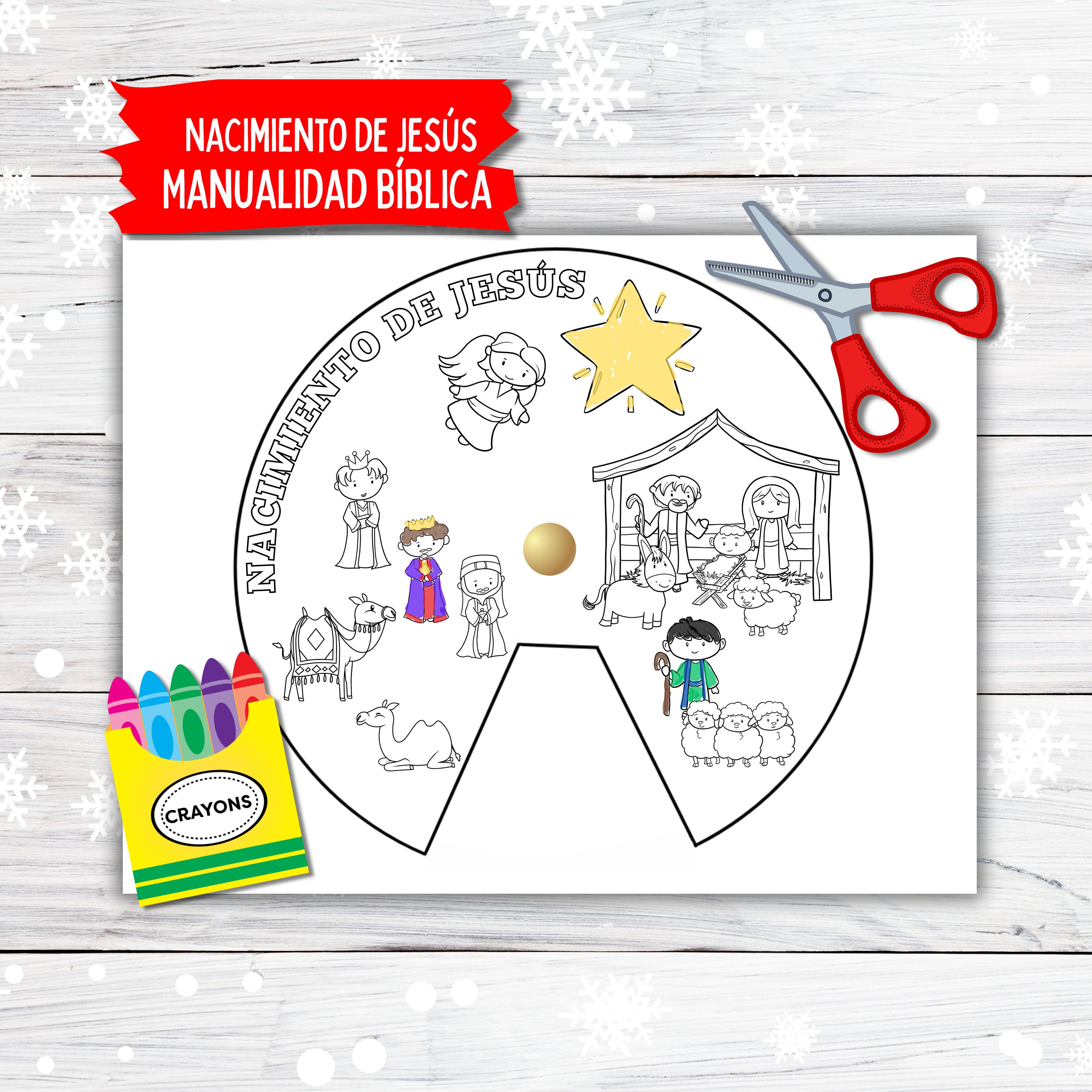 Nacimiento De Jesús, Spanish Nativity Coloring Wheel, Sunday School ...