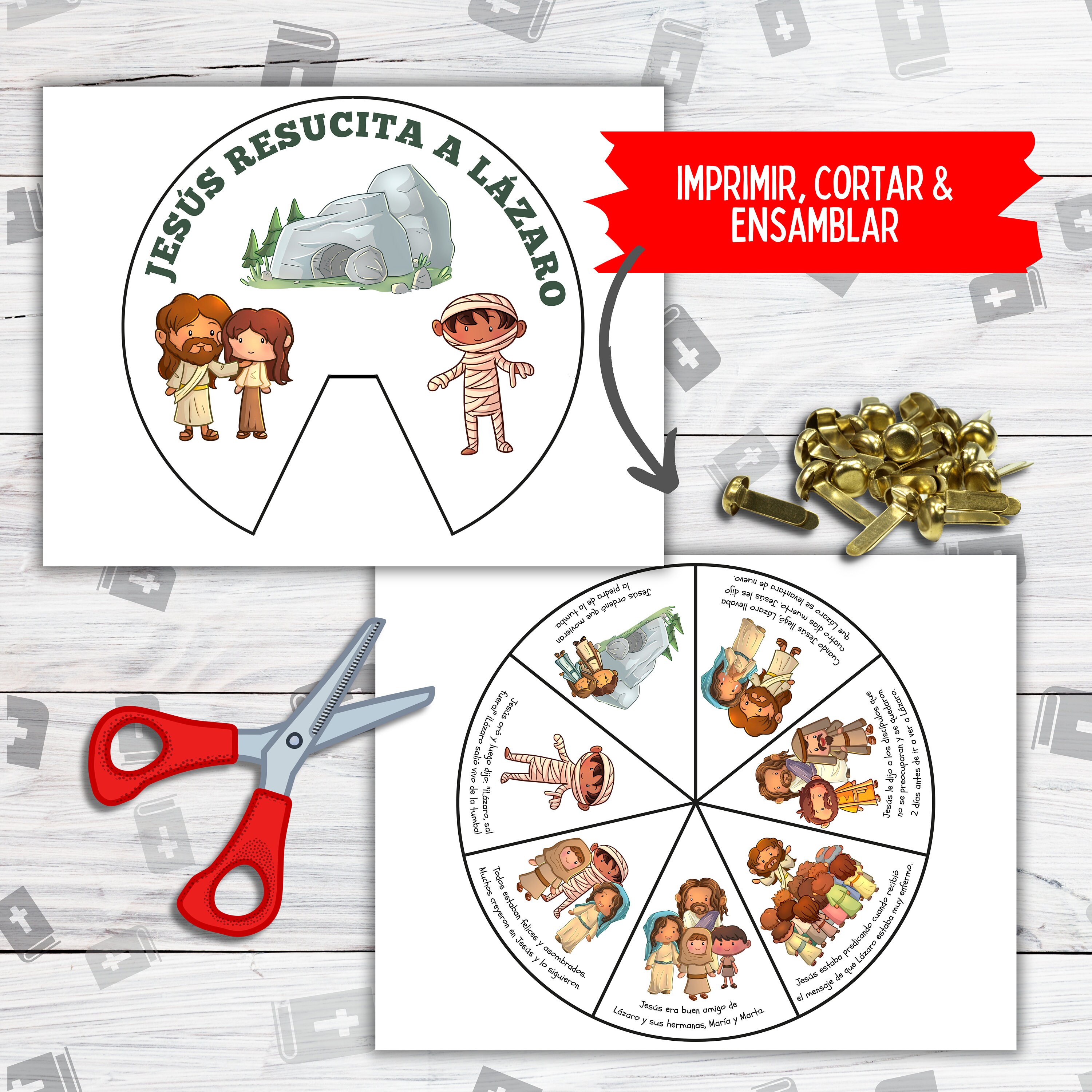 Jesús Resucita a Lázaro, Spanish Jesus Raises Lazarus Printable Wheel ...