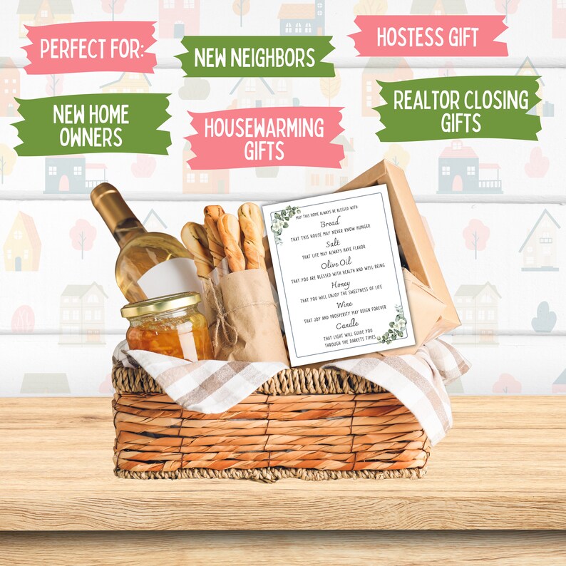 House Blessing Poem, New Homeowner Housewarming Gift Basket Card ...