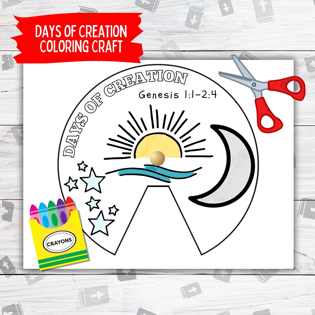Days of Creation Craft Coloring Wheel, Printable Childrens Bible ...