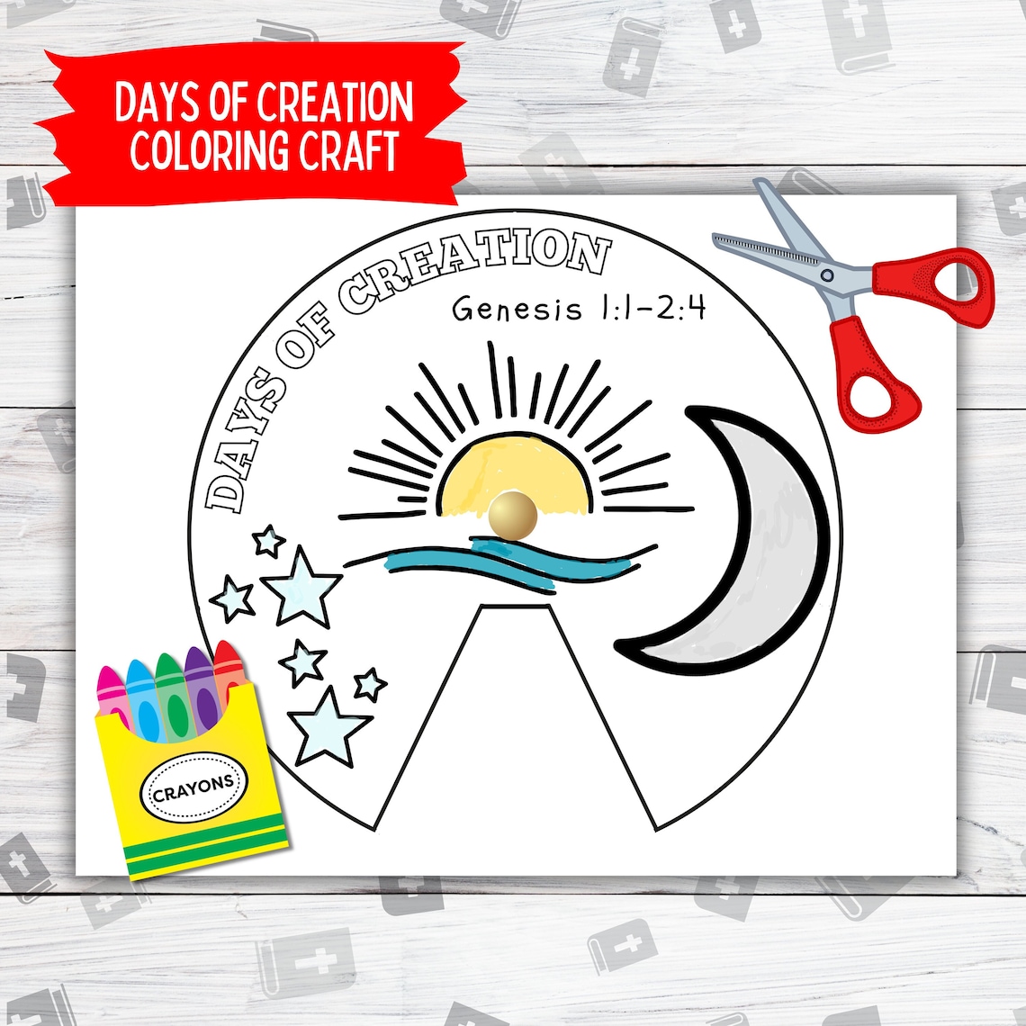 Days of Creation Craft Coloring Wheel, Printable Childrens Bible ...