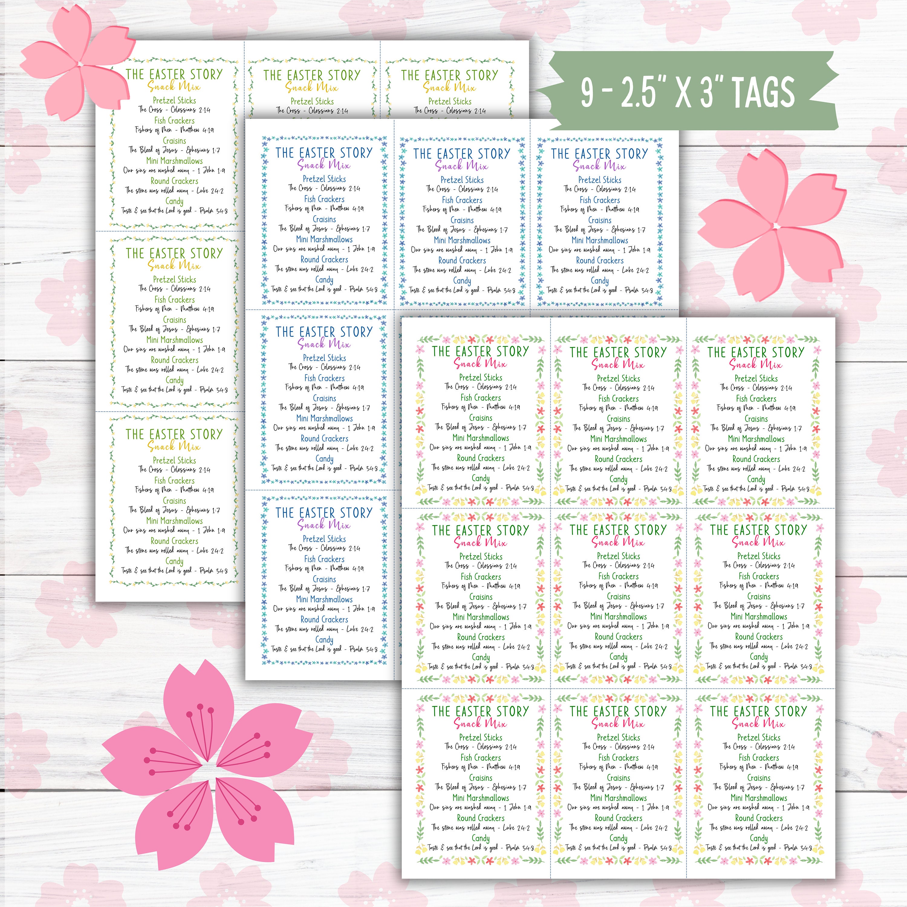 The Easter Story Snack Mix Printable Tag, Palm Sunday Craft, Easter ...