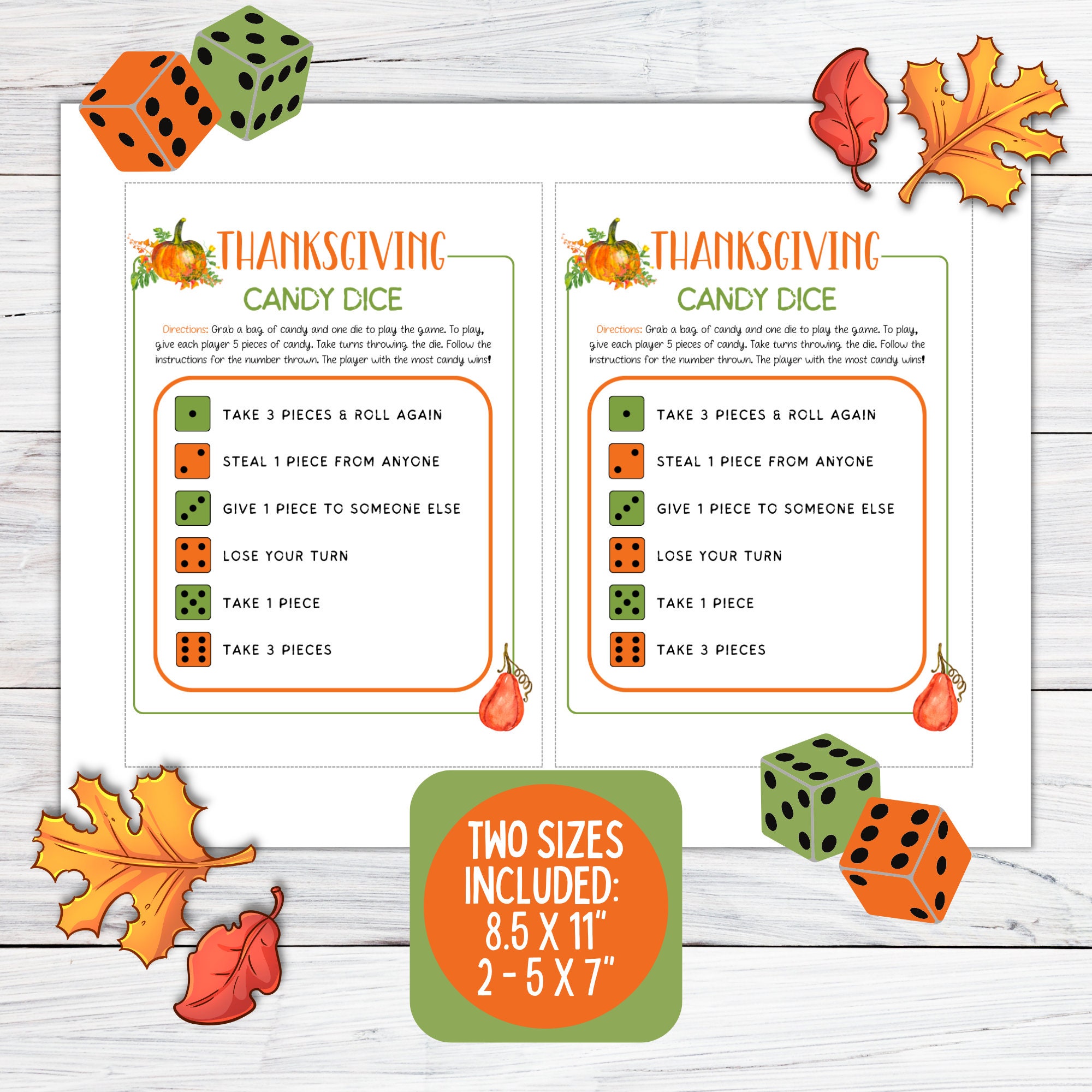 Thanksgiving Candy Dice, Thanksgiving Dice Game, Thanksgiving Games ...