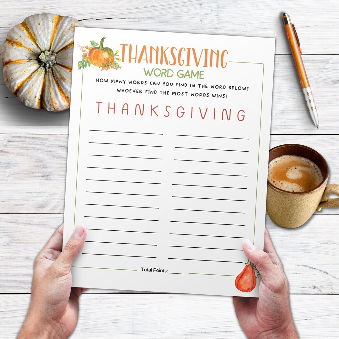 Thanksgiving Word Game, Thanksgiving Games Printable, Autumn Games ...