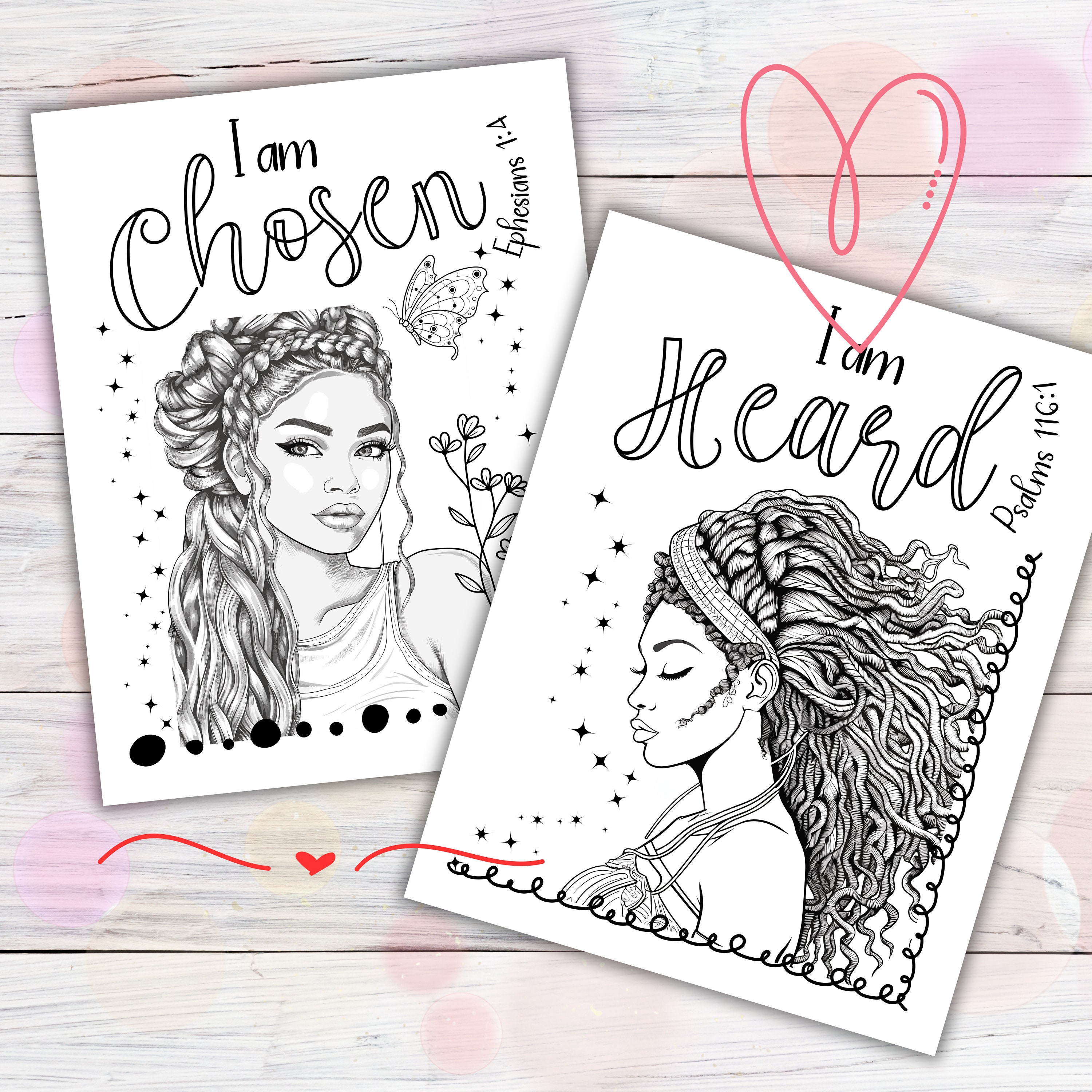 I Am Bible Affirmations Coloring Pages, I Am Loved, I Am Enough ...