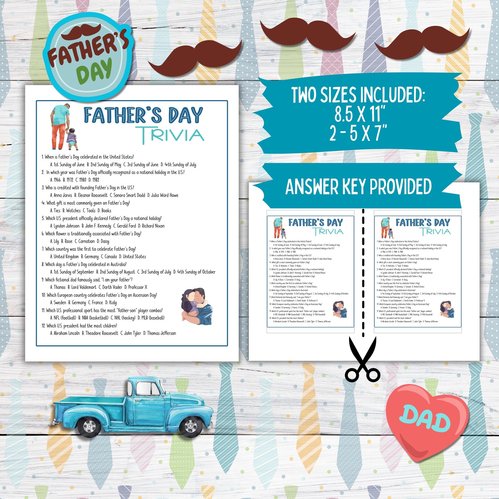 Father's Day Trivia Game Printable, Father's Day Icebreaker Group Games ...
