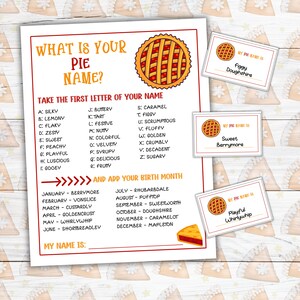 Pie Name Game, Thanksgiving Fall Printable Games, Pie Theme Party ...