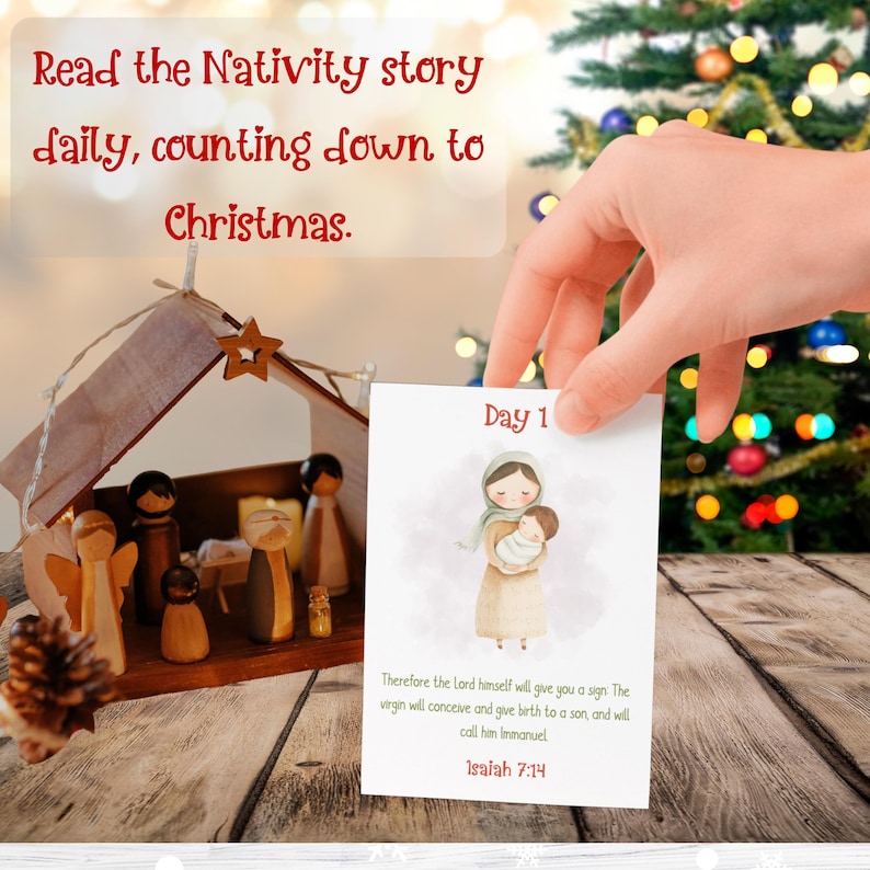 Advent Nativity Story Scripture Cards Printable, Advent Religious ...