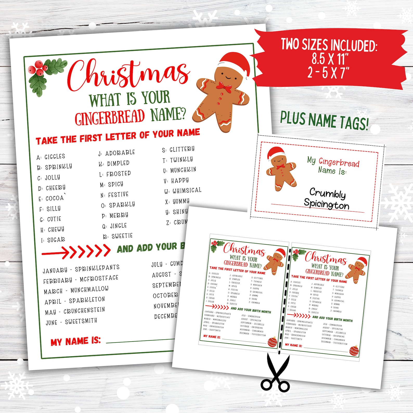 What's Your Gingerbread Name Game, Christmas Party Game for Group ...