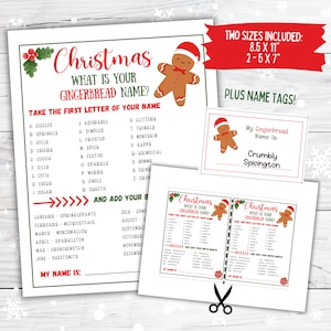 What's Your Gingerbread Name Game, Christmas Party Game for Group ...
