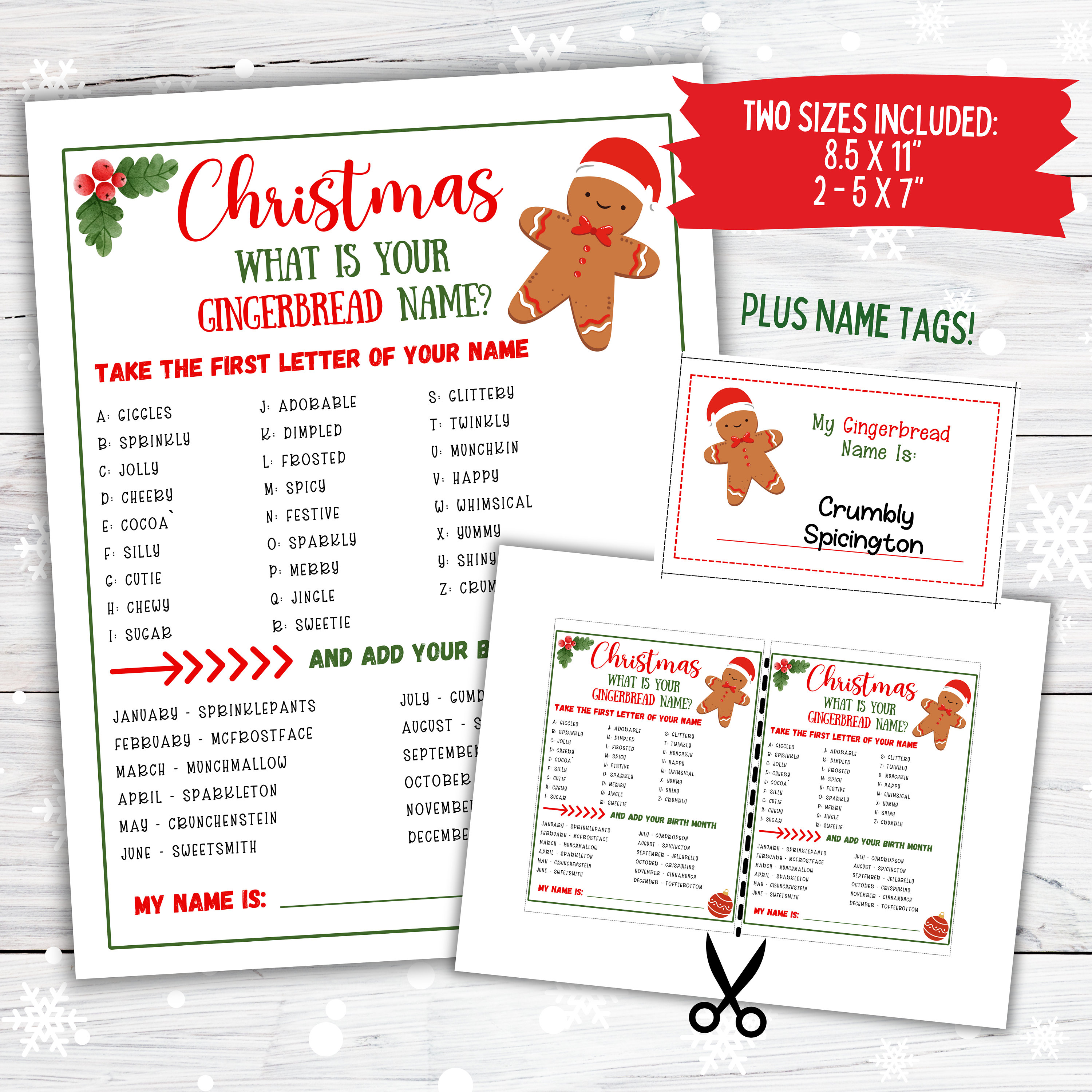 What's Your Gingerbread Name Game, Christmas Party Game for Group ...