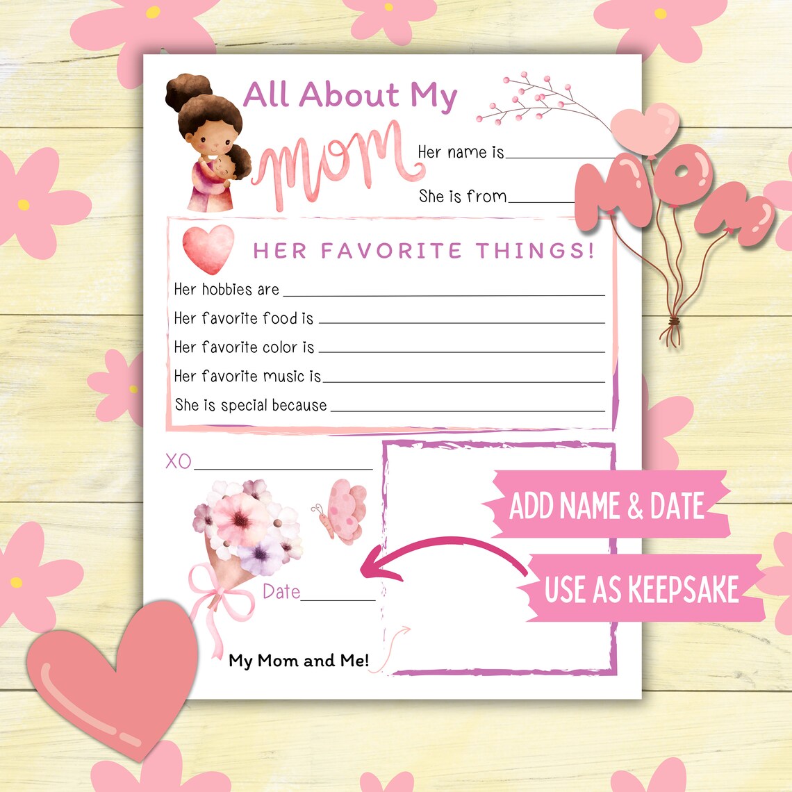 All About My Mom, Mother's Day Printable Craft From Kids, Mother's Day ...