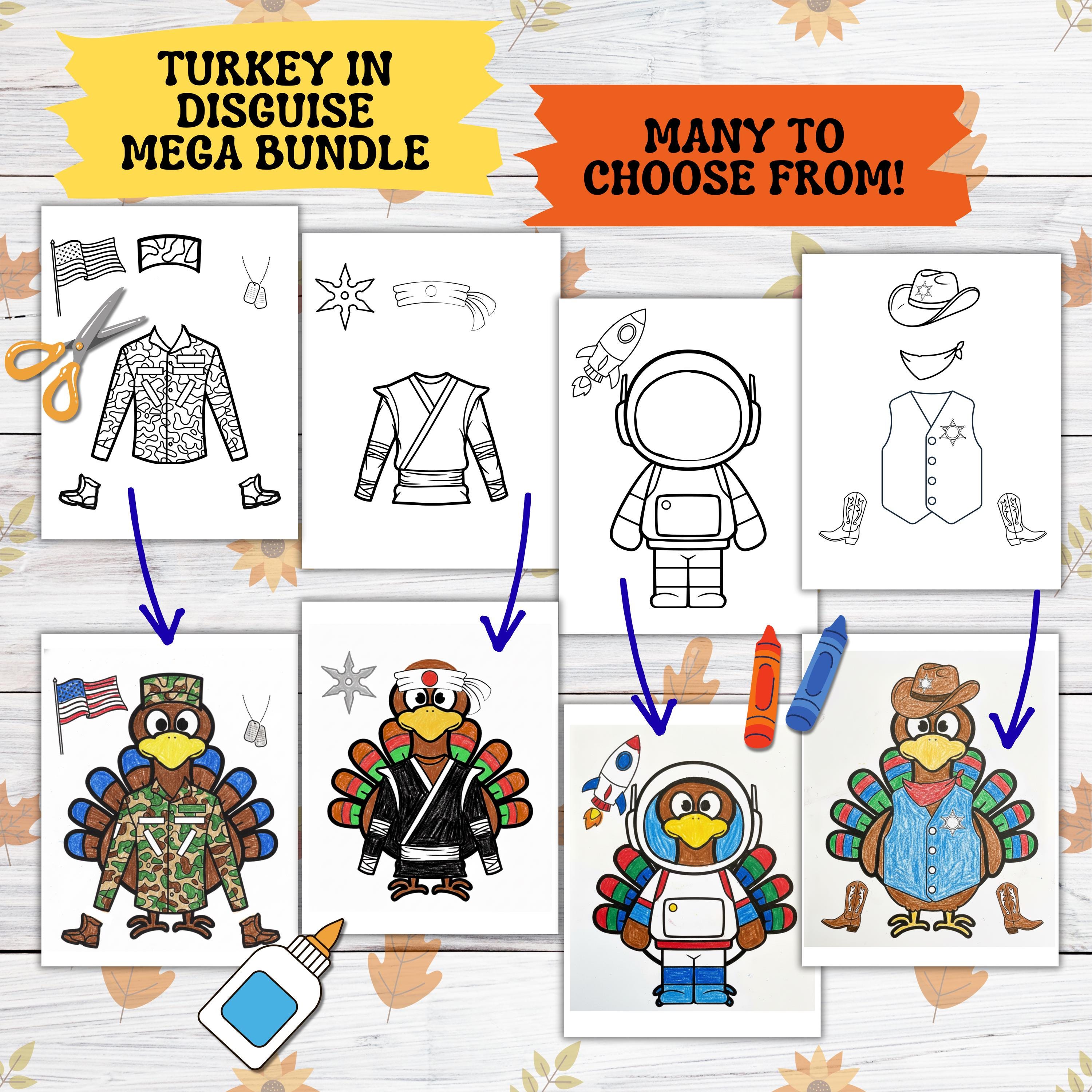 Disguise a Turkey Color Your Own Printable Craft for Boys and Girls ...