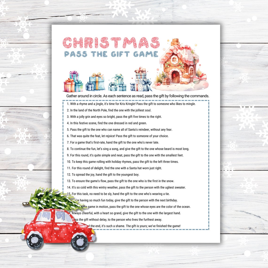 Christmas Pass the Holiday Gift Game Pink Gingerbread House - Etsy