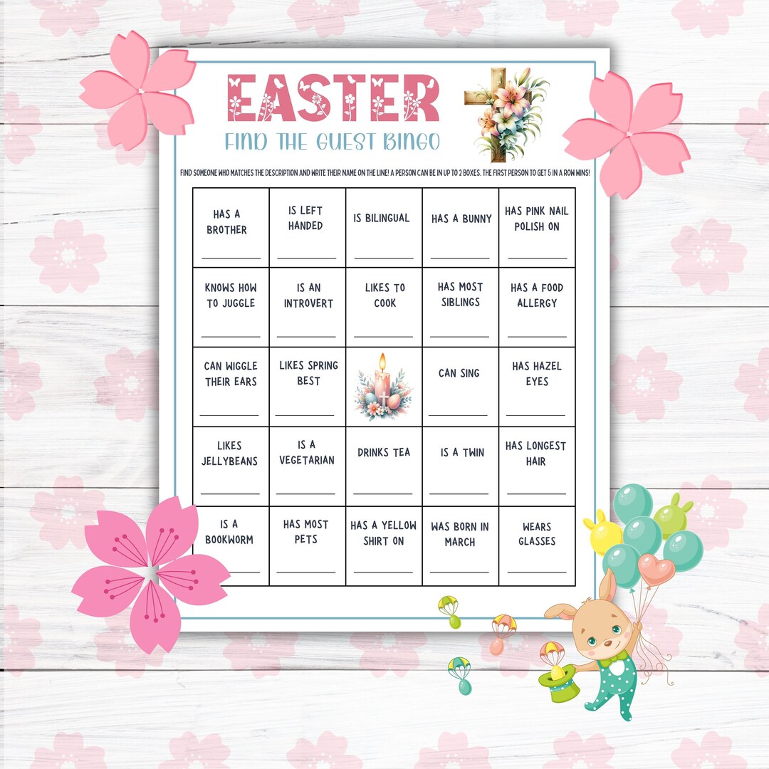 Christliches Ostern Finde den Gast Bingo Spiel, Ostern Eisbrecher ...