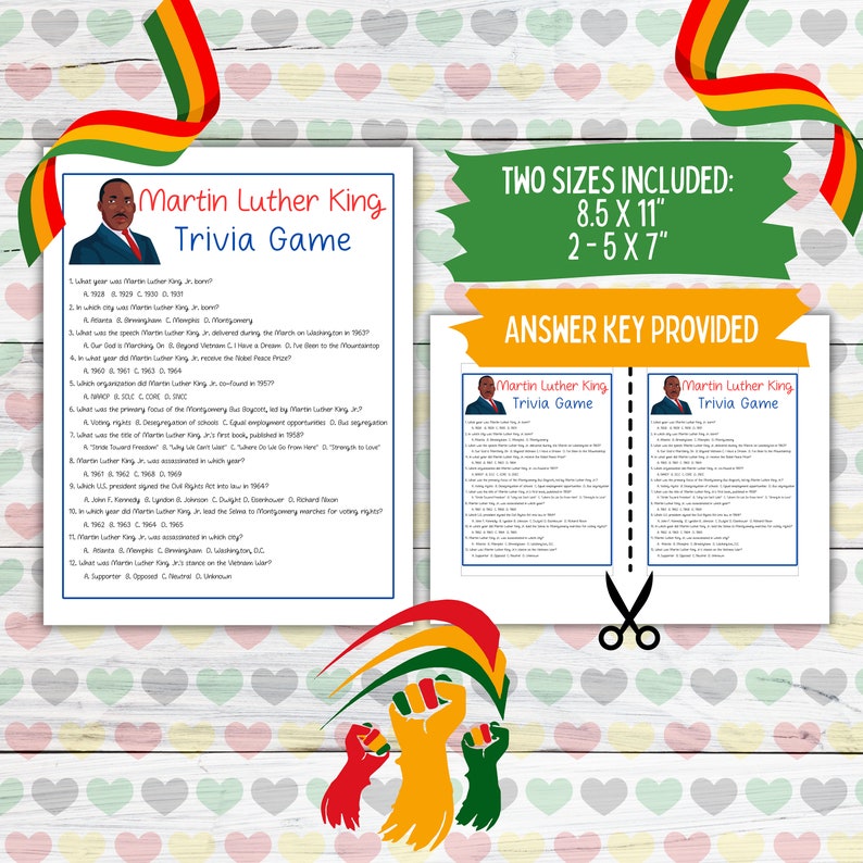 Martin Luther King Trivia Game, Black History Quiz, Black History Month ...