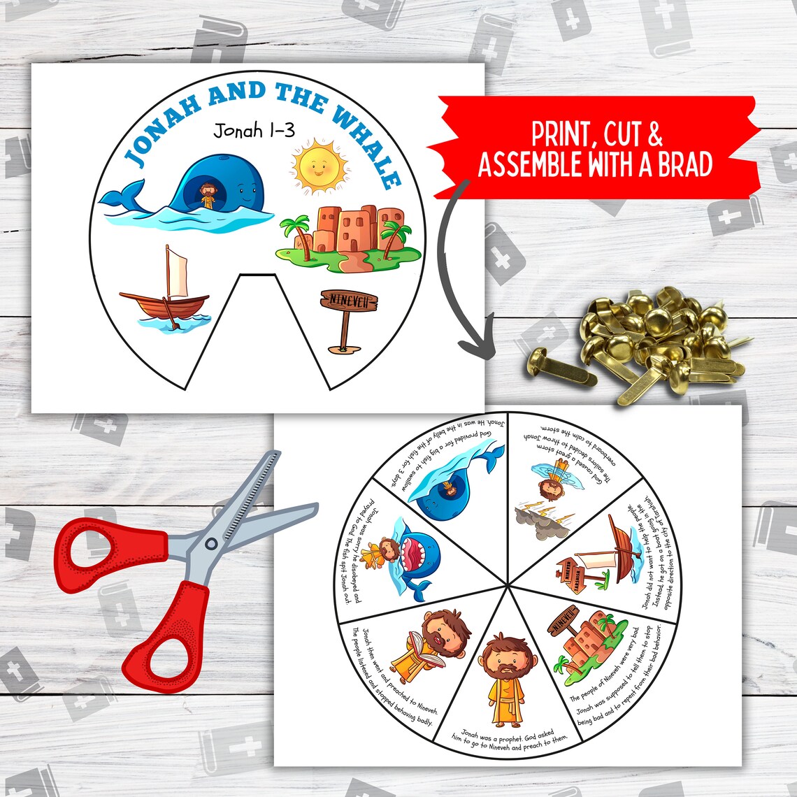 Jonah and the Whale Printable Wheel, Christian Homeschool Preschool ...