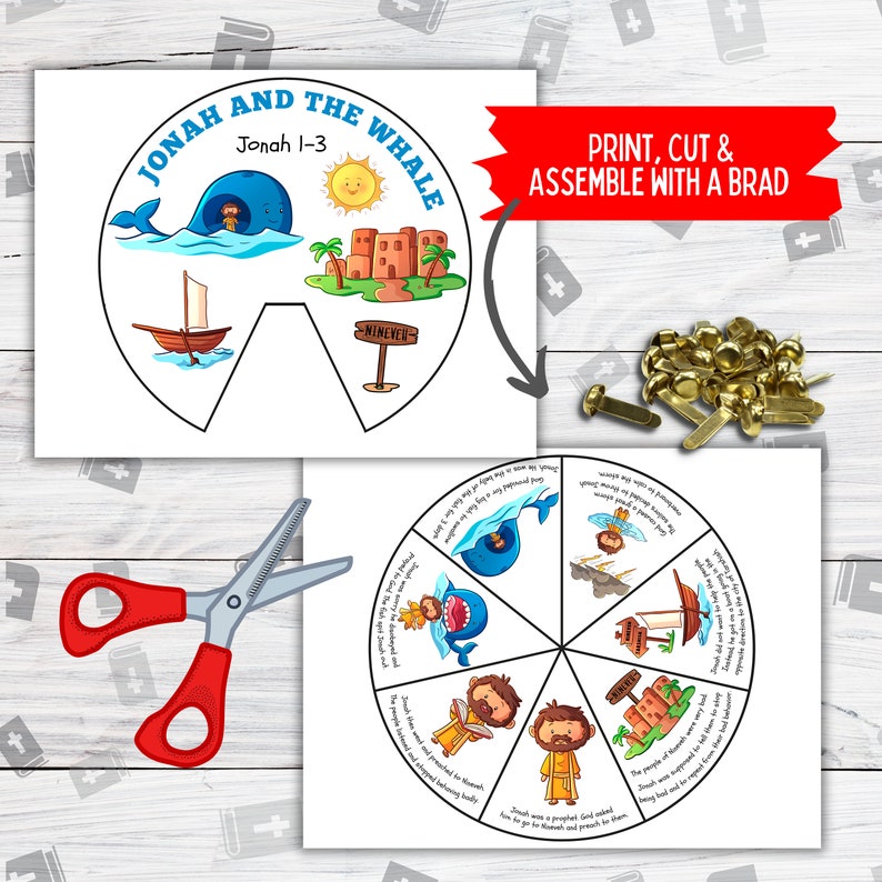 Jonah and the Whale Printable Wheel, Christian Homeschool Preschool ...