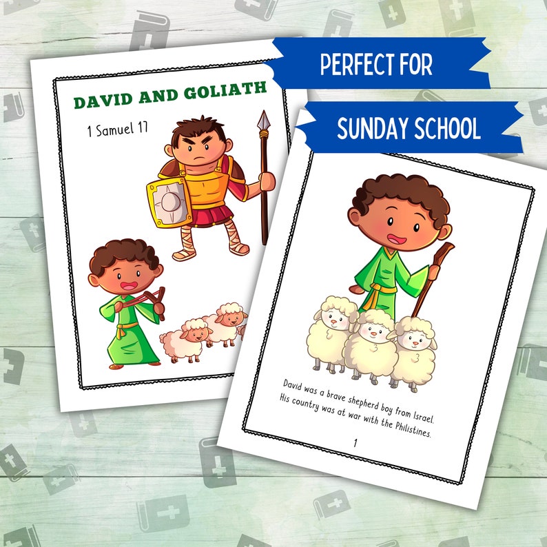 David and Goliath Kids Bible Lesson, Kid Bible Heroes Coloring ...