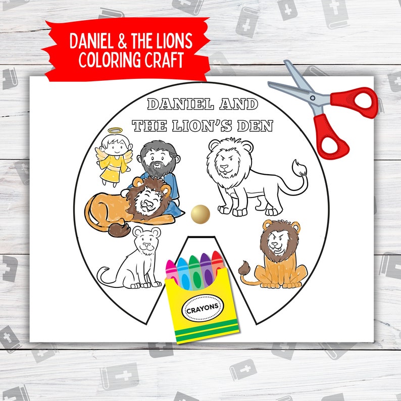 Daniel and the Lion's Den Coloring Spinner Wheel, Childrens Bible ...