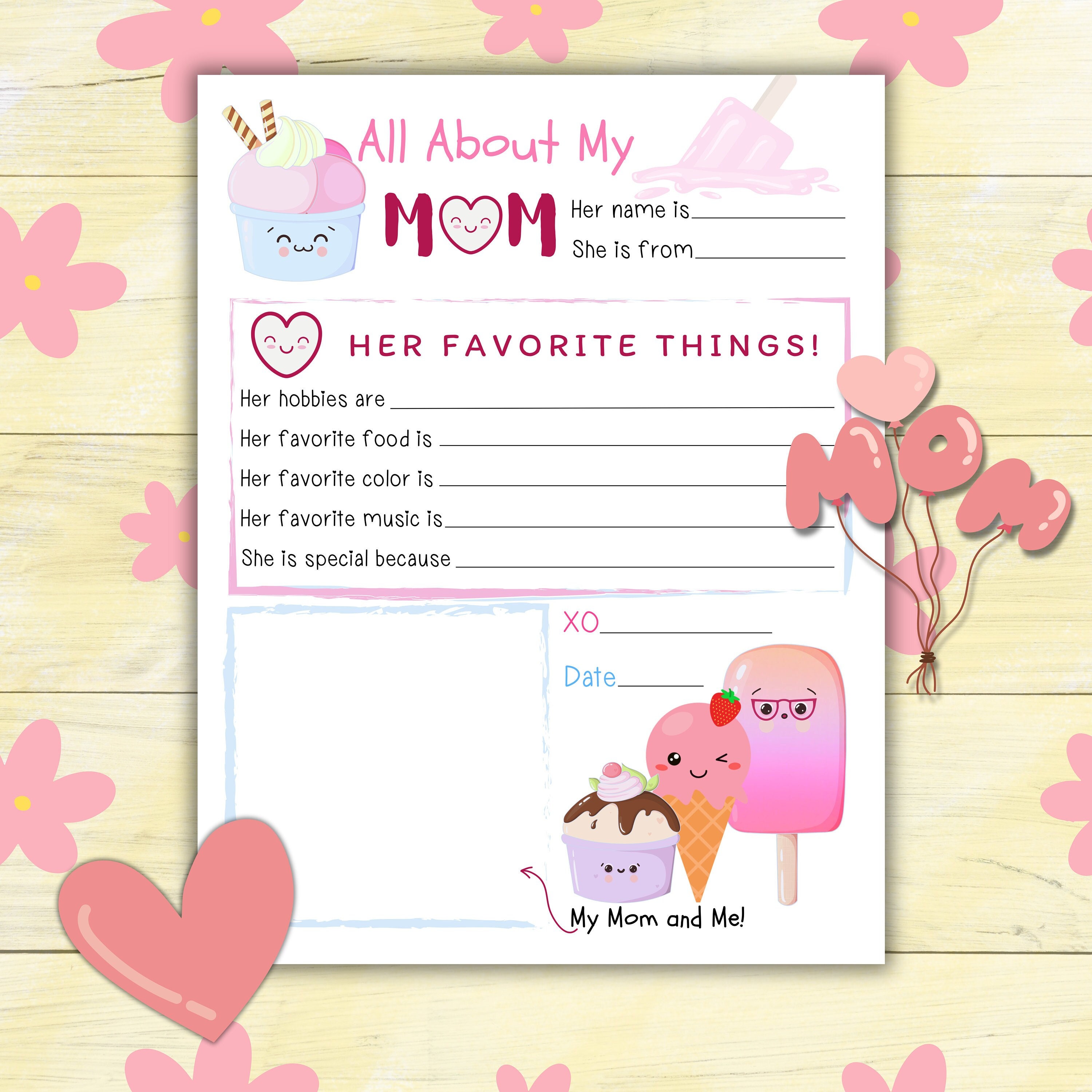 All About My Mom, Mother's Day Printable Craft From Kids, Mother's Day ...