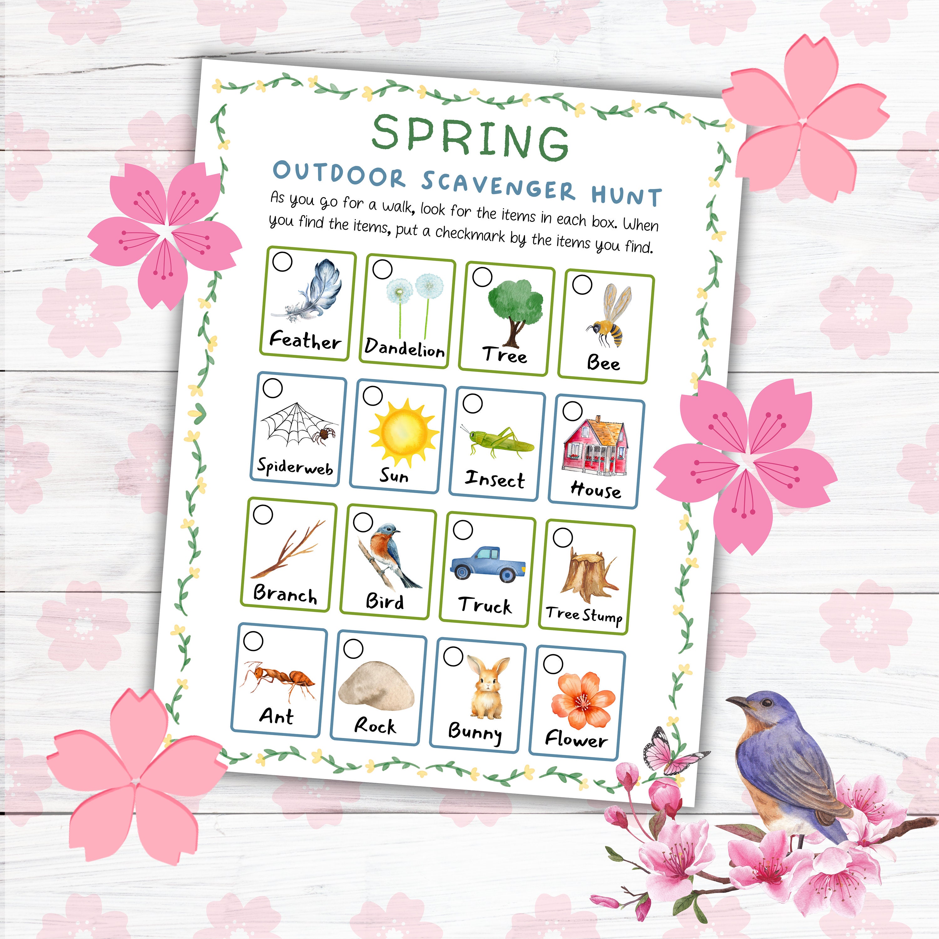 Spring Outdoor Scavenger Hunt, Spring Printable Outdoor Scavenger Hunt ...