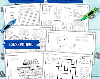 Noah's Ark Coloring Activity Placemat, Printable Childrens Bible ...