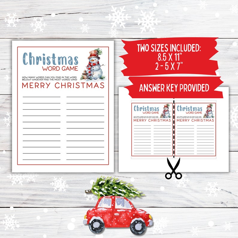 Christmas Word Game, Christmas Party Games for Group Printable ...
