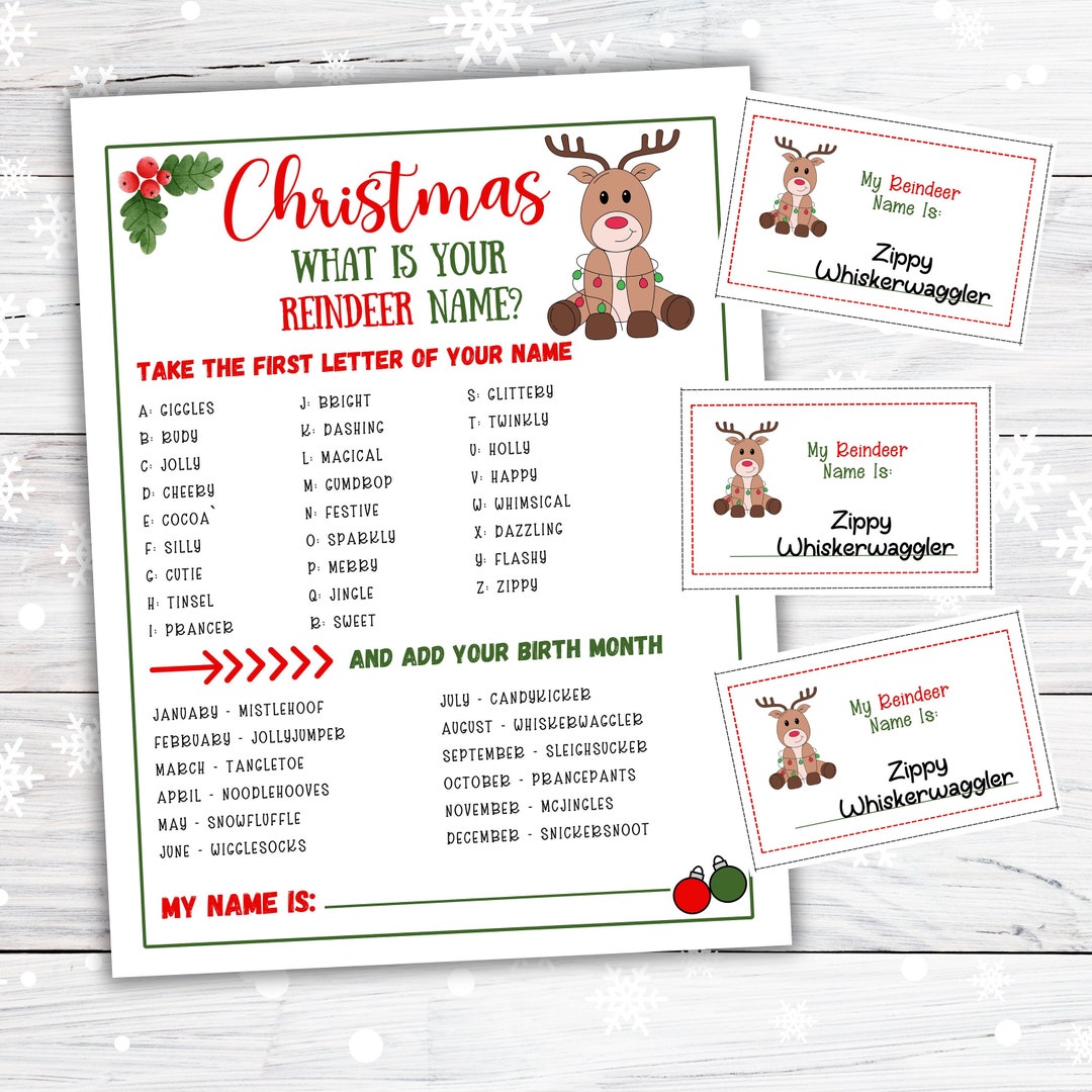 What's Your Reindeer Name Game, Christmas Party Game for Group, Holiday ...