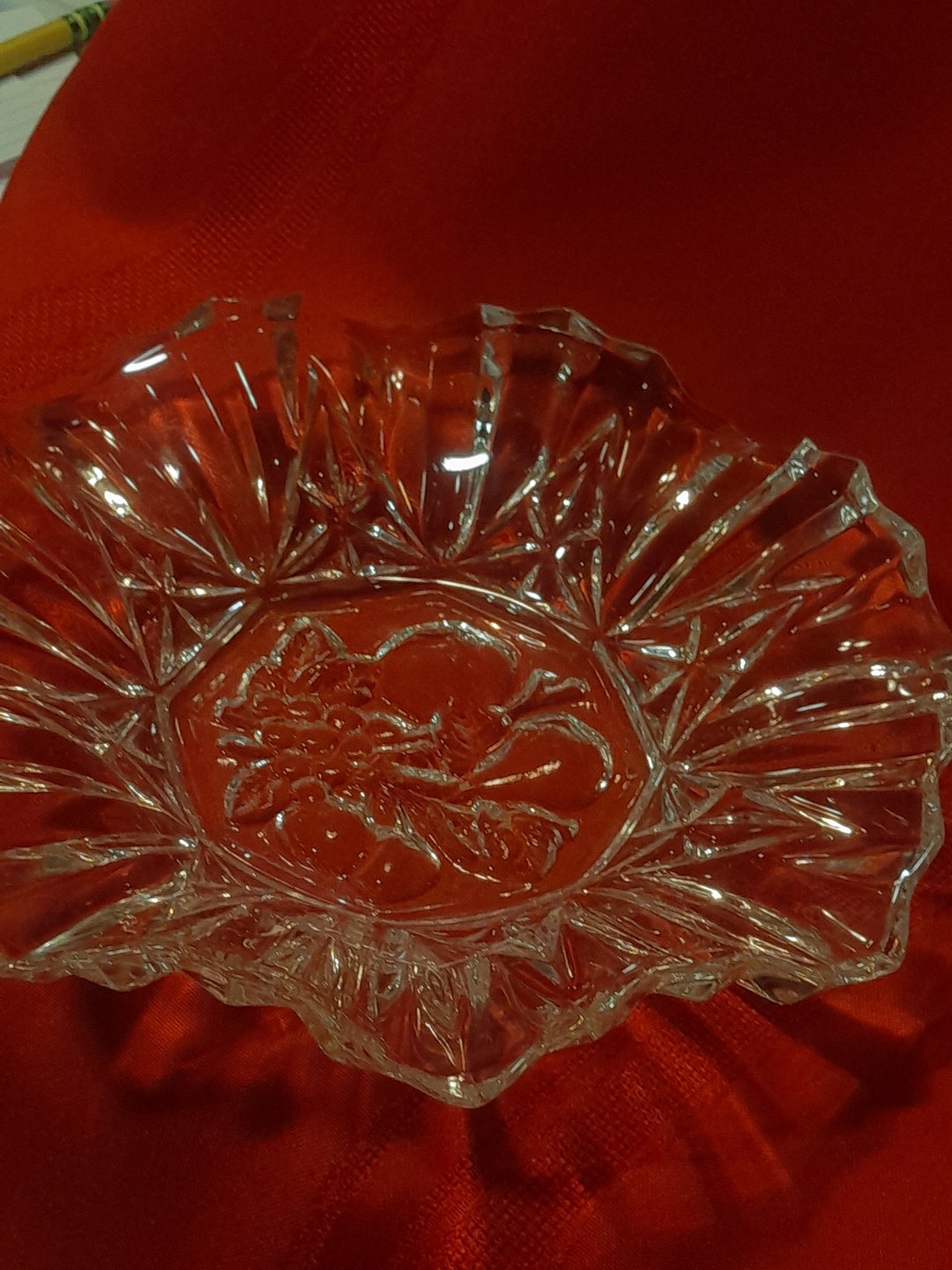 Vintage Federal Glass Co. Fruit Bowl, Pioneer Intaglio Pattern - Etsy