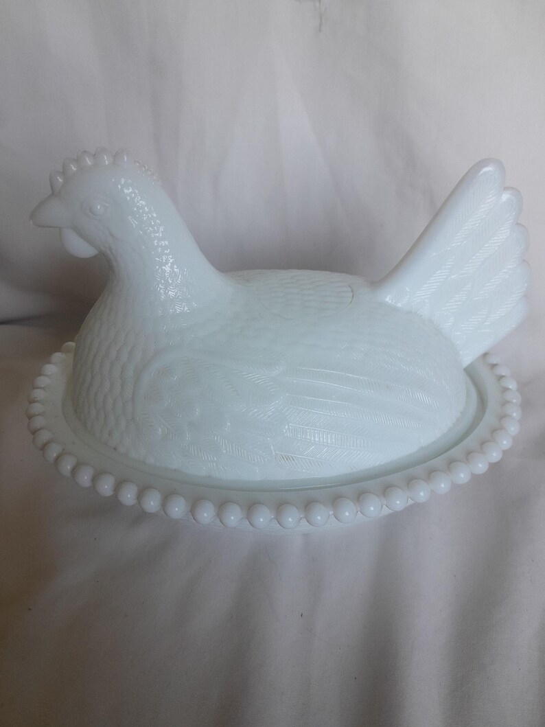 Vintage White Milk Glass Hen on Nest by Indiana Glass Co. - Etsy