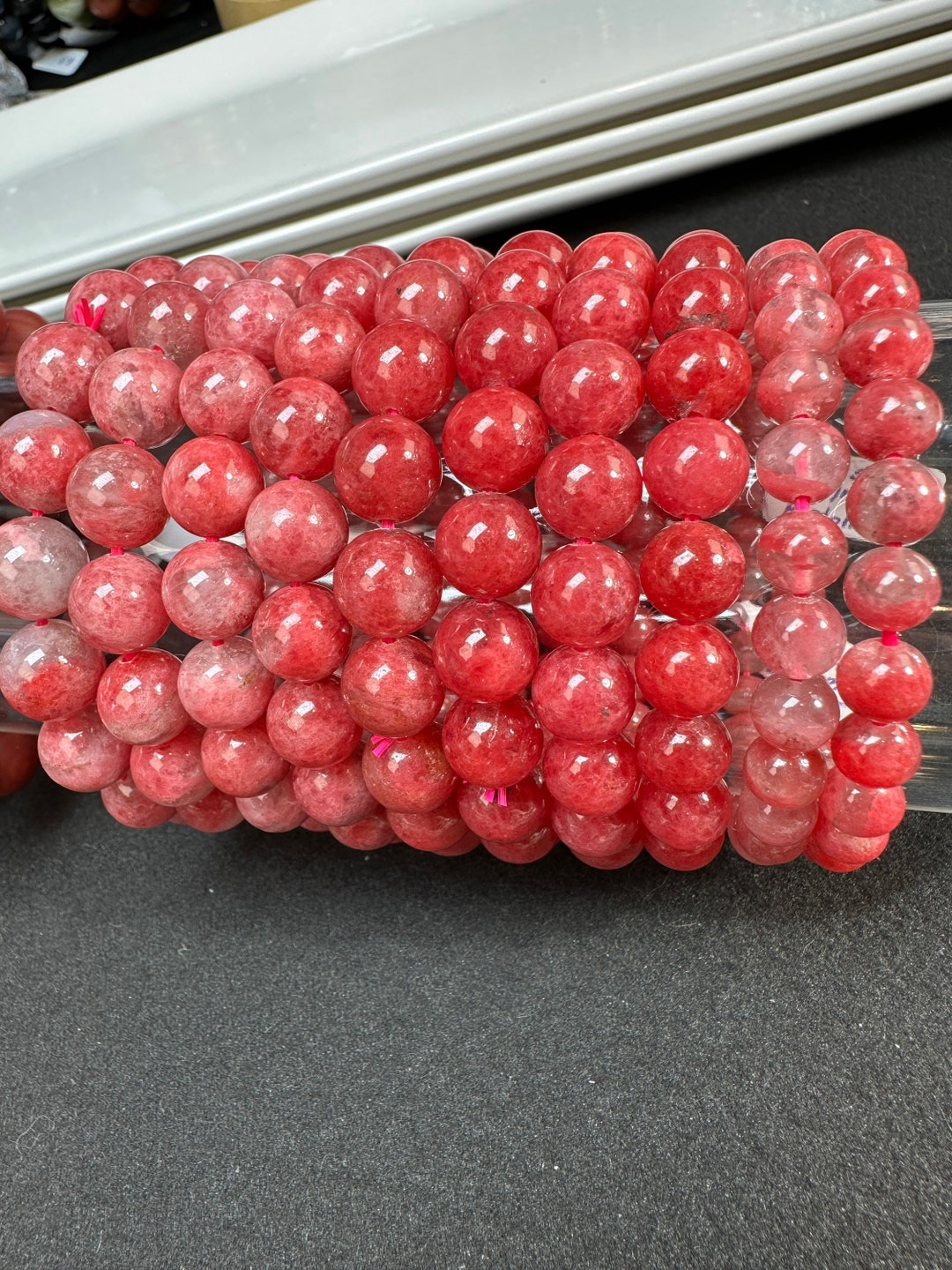 Red Rhodonite Beads Stretch Bracelet Healing Calming - Etsy
