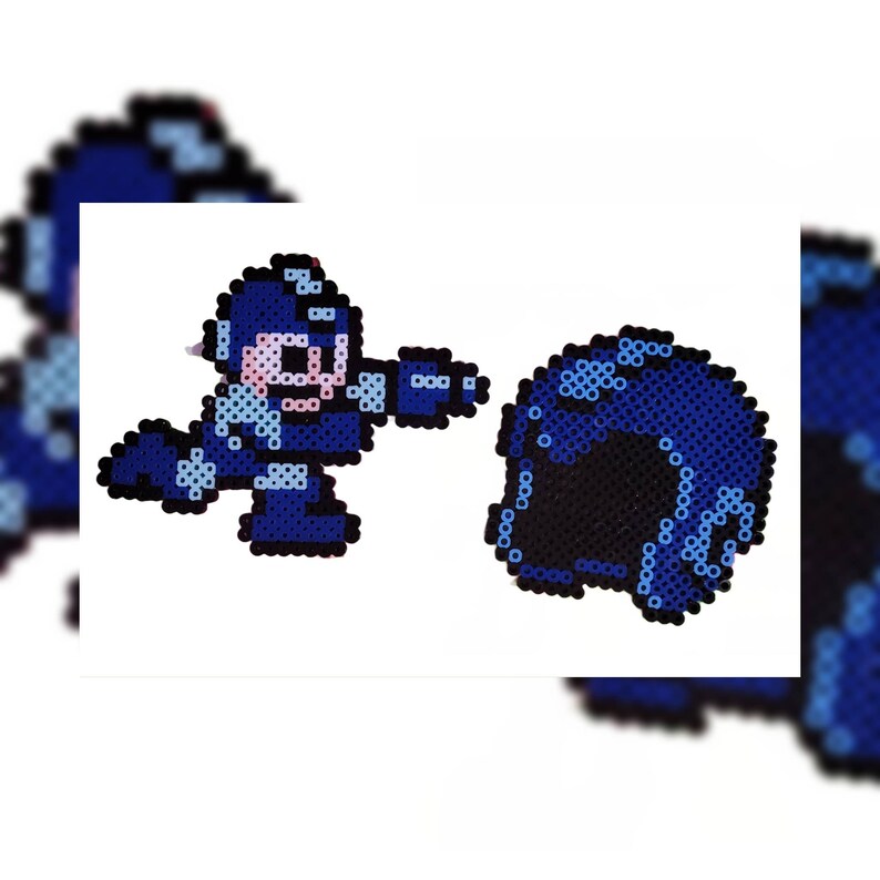 Megaman rockman Helmet Pixel Perler Miniature Figure - Etsy