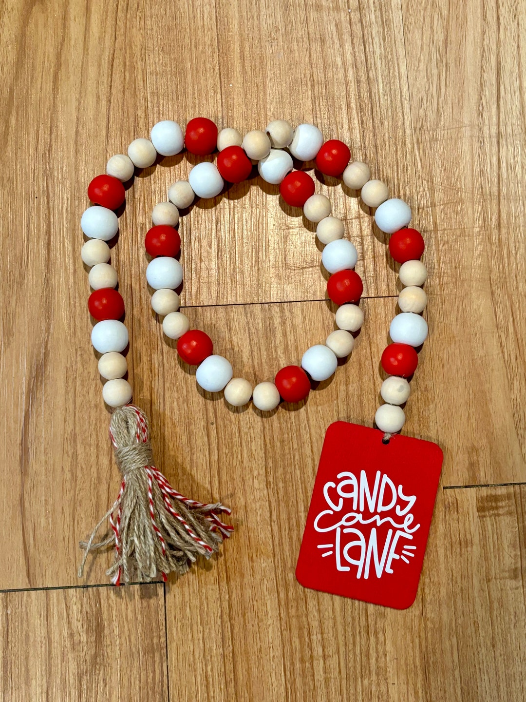 Candy Cane Garland / Farmhouse Christmas / Christmas Tiered Tray / Red ...