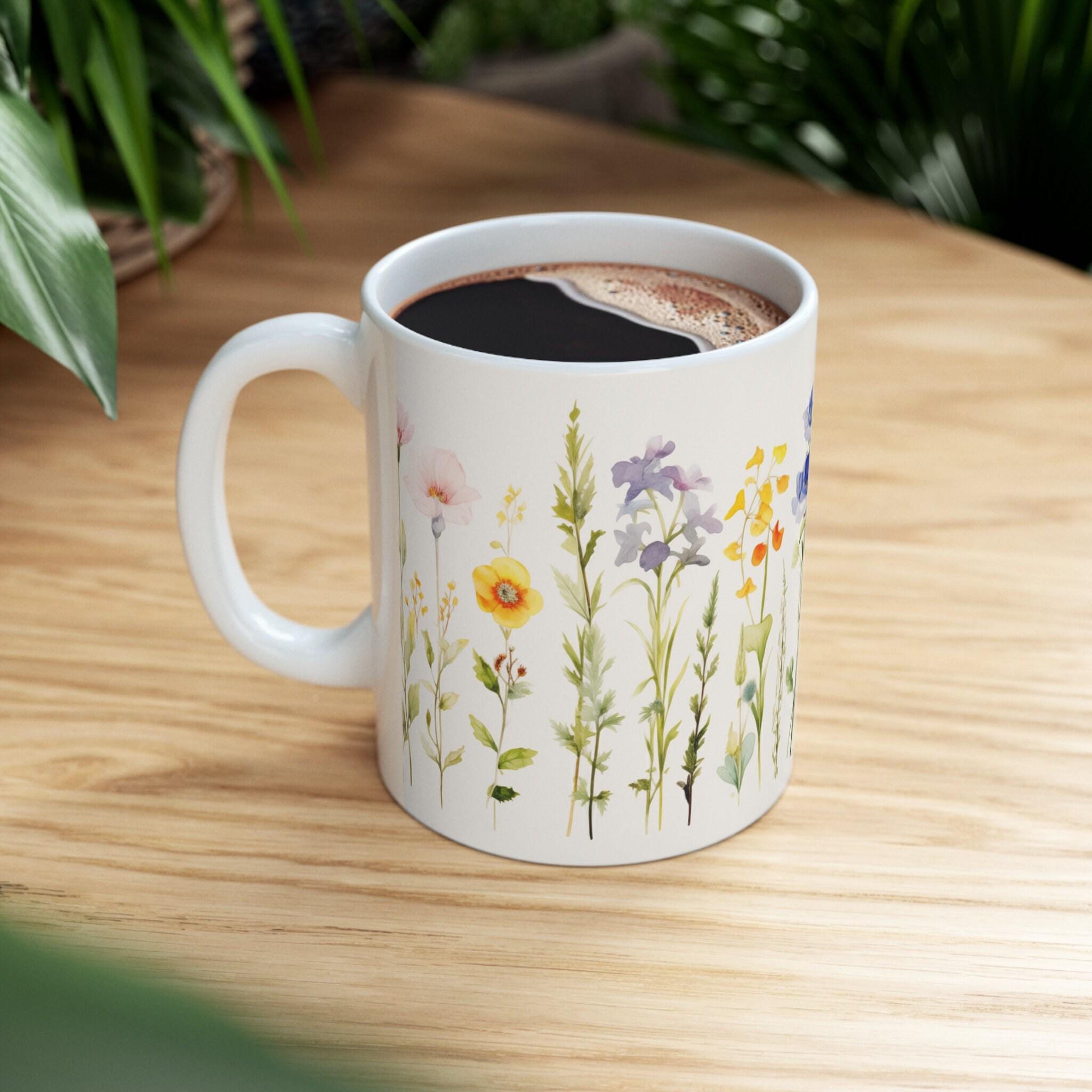 Ceramic Wildflower Mug Watercolor Flower Cup Design Nature Inspired ...