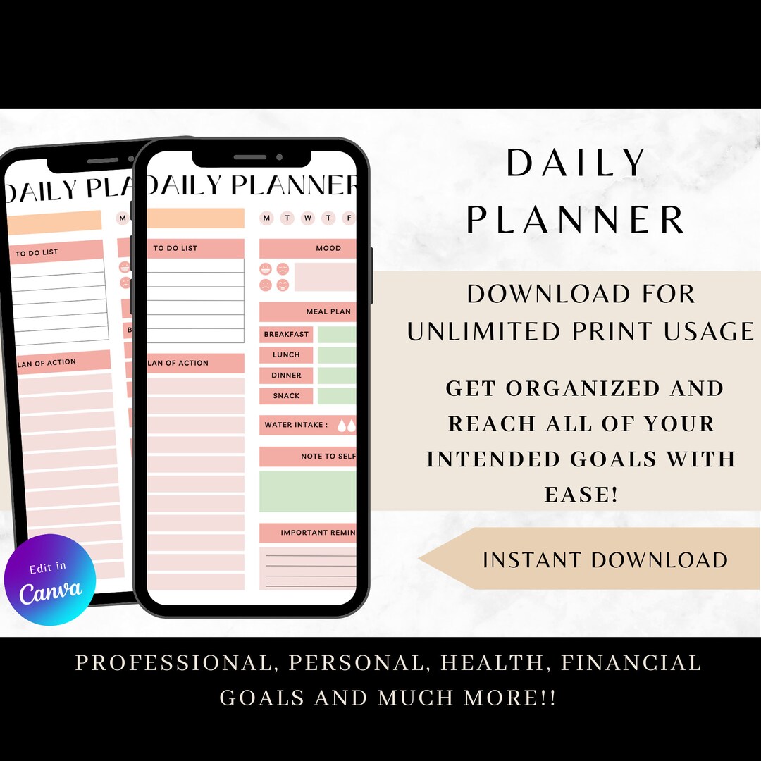 Colorful Daily Planner - Digital Download for Colorful Print ...