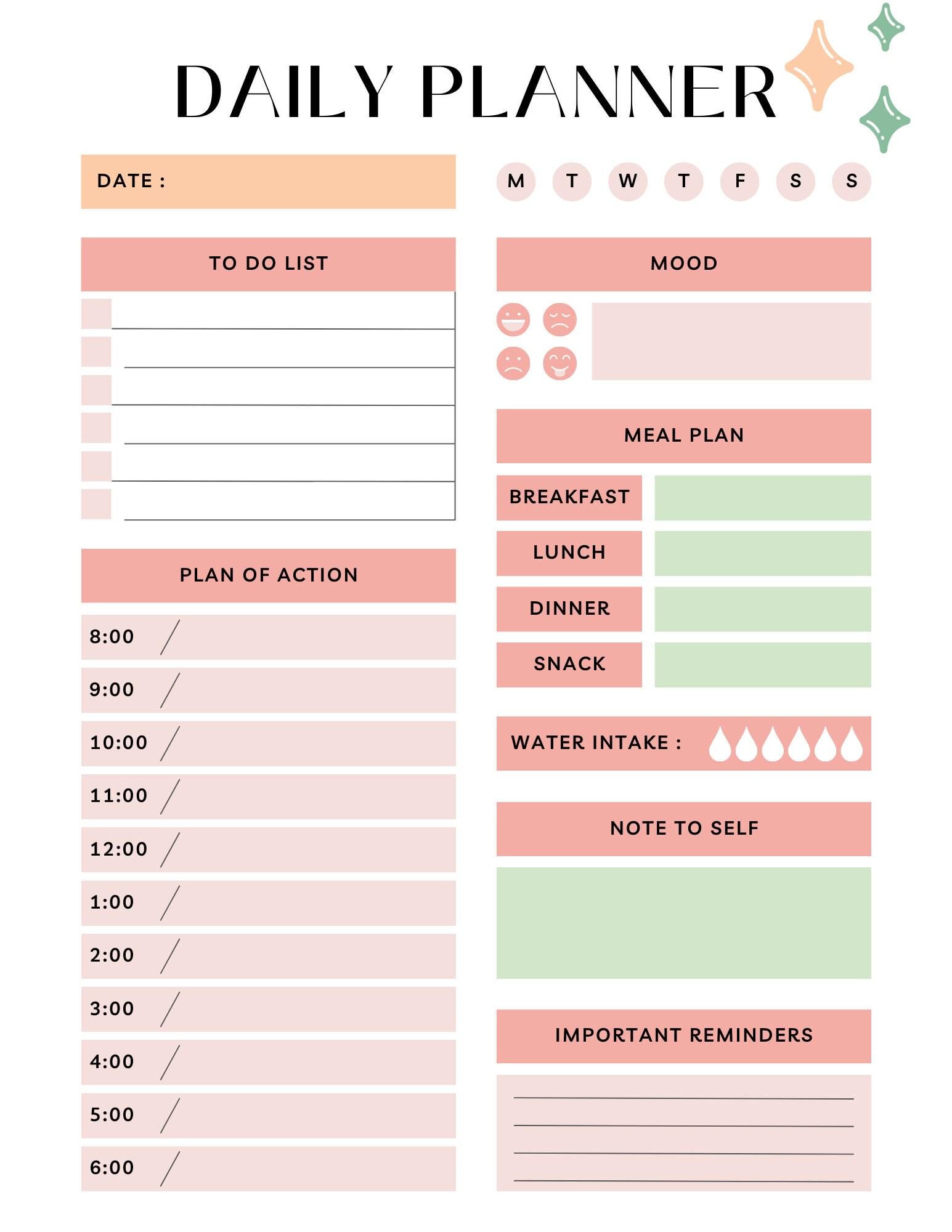 Colorful Daily Planner Digital Download Printable Organizer Elegant ...