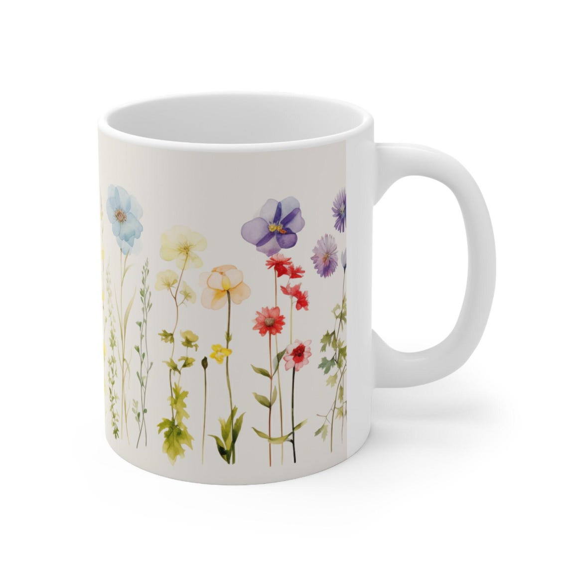 Ceramic Wildflower Mug Watercolor Flower Cup Design Nature Inspired ...